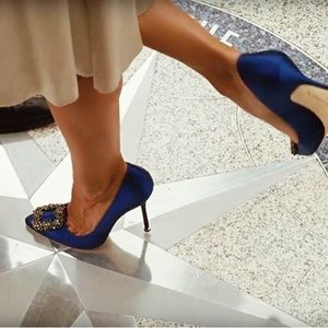 Martinez Valero | Shoes | Martinez Valero Blue Satin Pumps Shoes New In ...